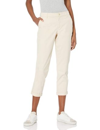 Amazon Essentials Damen Khakifarbene, Dehnbare Slim-Fit-Hose mit mittelhohem Bund (In Übergröße erhältlich), Hellbronze, 40