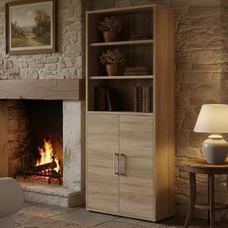 Dmora Kommode Karine, Wohnzimmerbuffet, Wohnzimmer-Sideboard, Moderne K&uuml;chen-Speisekammer, 89x40 h222 cm, Eiche