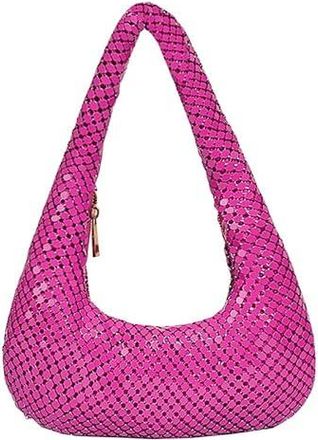 Generic Sac de soir&eacute;e &agrave; paillettes pour femme - Sac &agrave; main r&eacute;tro classique pour robe formelle, rose rouge, 10.2*1.2*13 inch