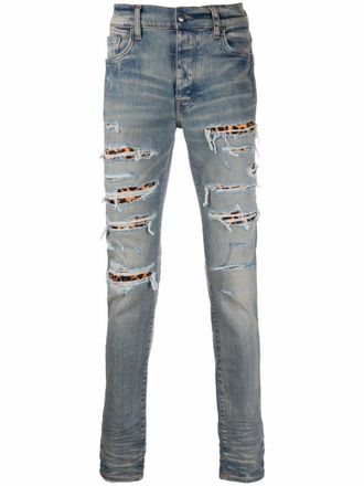 Amiri jean &agrave; finitions effiloch&eacute;es - Bleu