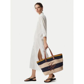 Tommy Hilfiger Handtasche Tommy Hilfiger Th Nautical Tote Crochet Str AW0AW18816 Bunt