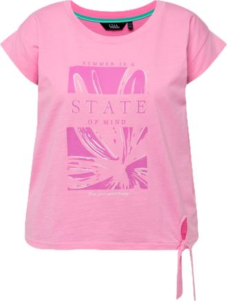 Ulla Popken Damen, gro&szlig;e Gr&ouml;&szlig;en, Kurzes Top zum Binden mit Druck, Oversized