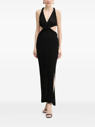 Guess Co robe longue &agrave; d&eacute;tails tress&eacute;s - Noir