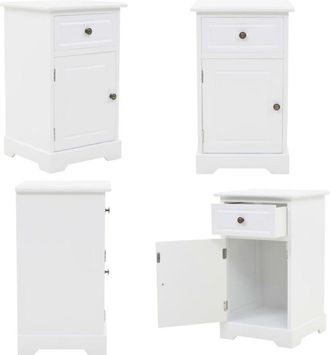 vidaXL Nachtschrank mdf und Kiefernholz 35x32x59 cm - Nachtschrank - Nachttisch - Wei&szlig;er Nachttisch - mdf Nachttisch - Holz Nachttisch - Home & Living