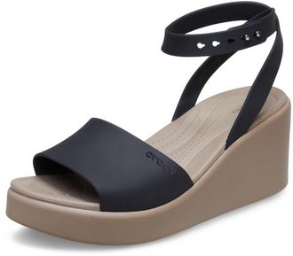 Crocs Brooklyn Damen-Sandalen mit Keilabsatz und Knöchelriemen, Black Mushroom, 42/43 EU