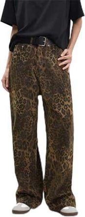 Generic Leopard Jeans Femmes & Hommes Denim Pantalon Femme Oversize Jambe Large Pantalon Street Wear Hip Hop Vintage Coton Lâche Casual Pantalon en Jean léopa