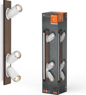 Ledvance DECOR SPOT MERCURY, 3 x 3,4W, 690lm, Holzoptik, weiß, Spotleuchte, verstellbare Köpfe, vielseitig anwendbar, Innenraumspot, austauschbare LED-Lampen, 