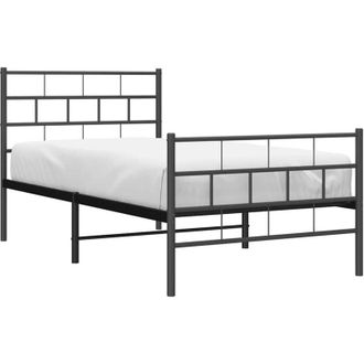 vidaXL Bettgestell mit Kopf- und Fu&szlig;teil Metall Schwarz 100x200 cm Vidaxl