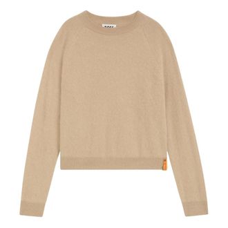 HUGO BOSS Rippstrick-Pullover mit Rundhalsausschnitt - - Knitwear - Damen - Beige - L