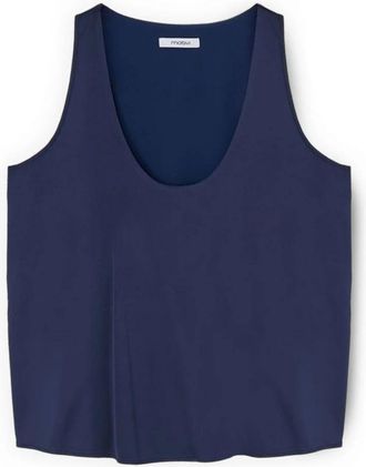 Motivi Femme, Tops, Bleu, Taille: 46 FR Top satin&eacute; &agrave; larges bretelles