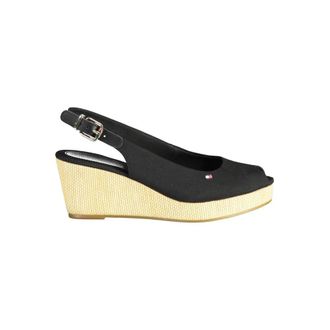 Tommy Hilfiger Schwarze Leder Damen Sandale - - Shoes - Damen - Schwarzk - 40 EU