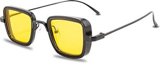 Generic Lunettes de soleil carrées tendance en métal pour hommes vintage antireflet miroir lunettes de soleil design classique femmes lunettes de soleil UV400