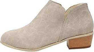 Generic Bottines décontractées pour femme - Coupe large - Bout pointu - Style vintage - Antidérapantes - Talon épais - Fermeture éclair dans le dos - Conforta