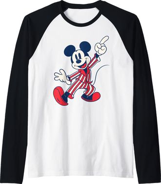 Disney Mickey Mouse Striped Pajamas Slumber Party PJs Pose Raglan