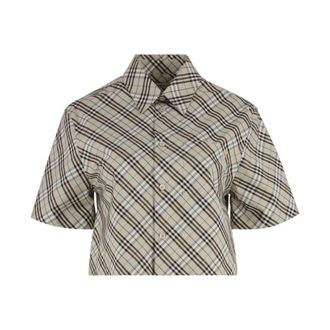 Burberry Kurzarm Karohemd - - Blouses & Shirts - Damen - Grau - 3XS