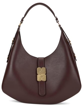 Ganni Womens Shoulder Bag Calfskin Chicory Coffee Tote