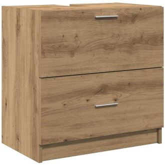 vidaXL Vidaxl - Meuble sous vasque simple en bois ding&eacute;nierie - Ch&ecirc;ne artisanal - Dimensions 59x37x59 cm - Rangement avec 2 tiroirs spacieux