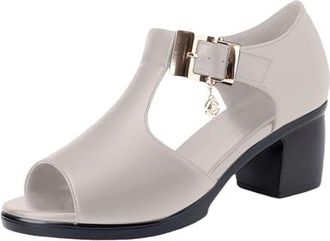 Generic Sandales dété compensées pour femme - Élégantes - Bout ouvert - Talon épais - Faux couverture noire - Boucle dorée - Chaussures dété décontractées - M