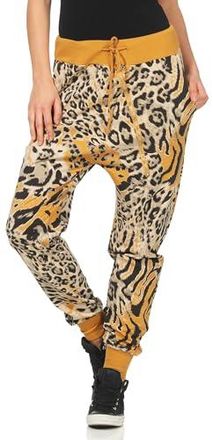 Malito more than fashion Malito Boyfriend Leo-Design Pantalon Baggy Torsion Harem Aladin Yoga Enrouler 3344 Femme Taille Unique (Jaune)