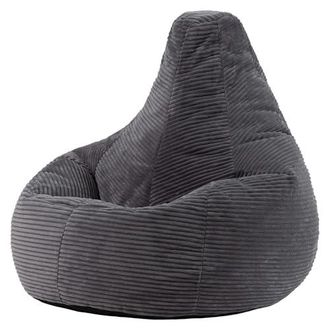 Icon Brand Dalton Pouf Velours C&ocirc;tel&eacute;, Pouf Poire avec Remplissage, Fauteuil Salon Confortable, Fauteuil Chambre, Meuble Salon, Decoration Chambre, Gris Ardoise