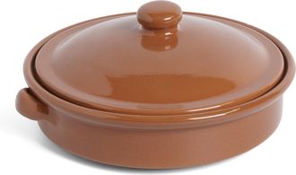 Amazing Cookware Ofenform mit Deckel, Terrakotta Natur, 25 cm