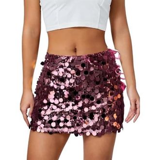 Generic Jupe &agrave; paillettes pour femme - Mini jupe &agrave; paillettes avec taille &eacute;lastique - Jupe crayon pour femme - Pour femme - Pour sexy et d&eacute;contract&eacute;e - Jupe c