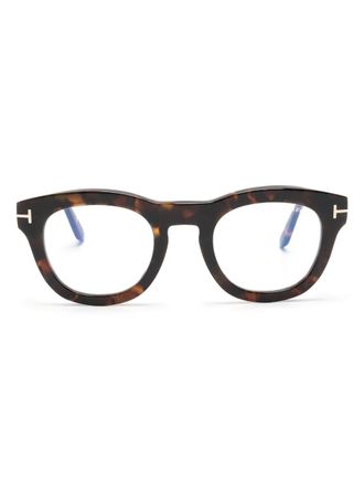 Tom Ford Eyewear Runde Brille in Schildpattoptik - Braun