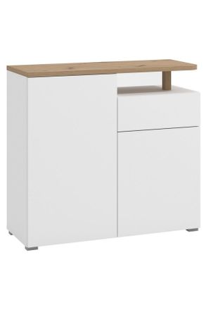 CARRYHOME Kommode, Wei&szlig;, Eiche Artisan, Holzwerkstoff, 3 F&auml;cher, 1 Schubladen, 102.5x94x40 cm, Typenauswahl, Beim&ouml;bel erh&auml;ltlich, Wohnzimmer, Kommoden & Sideboa