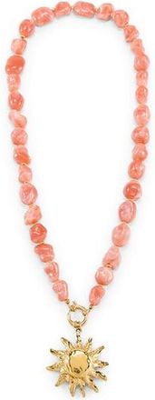 Au Printemps Paris Collier perles &agrave; pendentif soleil