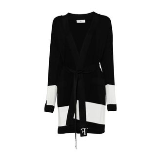 Elisabetta Franchi Femme, Pulls, Noir, Taille: 36 FR Cardigan en tissu viscose avec bandes brillantes