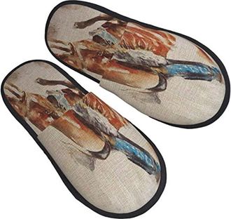 Generic Chaussons Femme Homme Cowboy Cheval Pays Nature Pantoufles En Peluche Peluche Chaud Chaussons Antid&eacute;rapant Maison Pantoufles Pour H&ocirc;tel Ext&eacute;rieur Int&eacute;