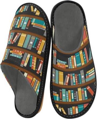 HMZXZ Chaussons éducatifs pour bibliothèque pour homme et femme - Chaussons dintérieur pour la maison, la chambre à coucher, les voyages, multicolore, 37/38
