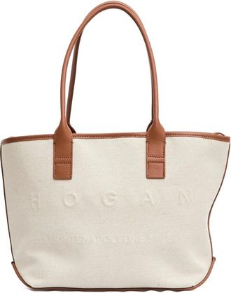 Hogan Femme, Sacs, Beige, Taille: ONE Size Sac à Main Beige avec Détails en Cuir