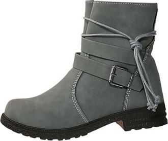 Generic Bottes de neige plates d&eacute;contract&eacute;es pour femme avec fermetures &eacute;clair lat&eacute;rales, bout rond, r&eacute;tro 2026, vert militaire, 37.5 EU