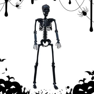 Generic Halloween-Skelett-Dekoration, Modell Skelett in Lebensgröße mit beweglichen Gelenken, gruselige Dekoration für Balkon, Garten, Terrasse, Spukhaus, Pat