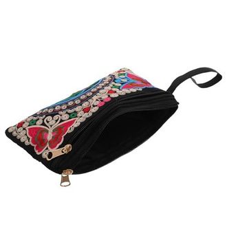 Valiclud BESTYASH Pochette Boh&egrave;me Brod&eacute;e et Fleurs Paquet &agrave; Main Ethnique Vintage L&eacute;ger Petite Pochette de Soir&eacute;e pour Femme Porte-Monnaie Compact et Solide en