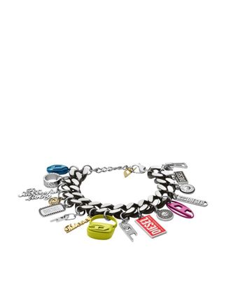 Diesel bracelet &agrave; d&eacute;tails de breloques - Argent