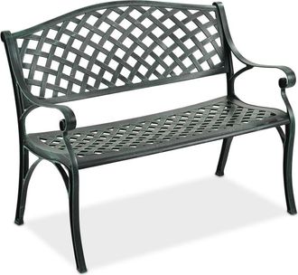 Relaxdays Relaxdays Gartenbank, Garten & Balkon, 2-Sitzer. antikes Design, Aluminium Sitzbank, HBT: 82x102x60 cm, in schwarz-gr&uuml;n