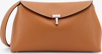 Toteme T-Lock leather clutch with contrasting stitching - TOTEME - gender_Woman