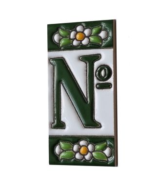 Generic Hausnummern und Buchstaben aus Keramik, gr&uuml;nes Blumenmuster, Fliesengr&ouml;&szlig;e: 7,5 cm x 3,5 cm, 2 bis 10 Fliesenrahmen (Nummernschild)