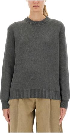 Golden Goose Baumwollpullover mit Rundhalsausschnitt und R&uuml;ckenlogo - - Knitwear - Damen - Grau - L