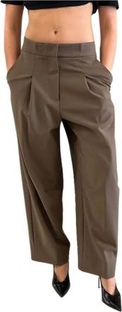 Meimeij Femme, Pantalons, Brun, Taille: 38 FR Pantalone Gamba Larga Tasca a Filo