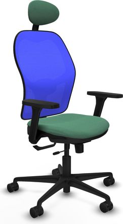 Piqueras y Crespo Ergonomischer Schreibtischstuhl mit 3D-Armen, h&ouml;henverstellbarer Lendenwirbelst&uuml;tze und festem Kopfteil, ausgestattet mit Syncro/Traslack und injizier