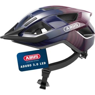 ABUS Fahrradhelm Aduro 3.0 LED - Sportiver City-Helm in stilvollem Design für alltägliche und sportliche Touren - mit Rücklicht - für Damen und Herren - Gr