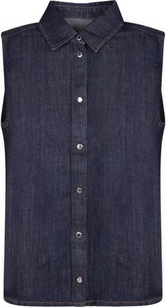 7 For All Mankind Femme, Blouses et Chemises, Bleu, Taille: 42 FR Chemisier en jean sans manches