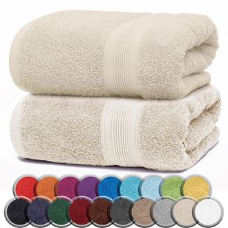 NatureMark 2er Pack SAUNAT&Uuml;CHER Premium Qualit&auml;t 80x200cm SAUNATUCH Sauna-Handtuch 100% Baumwolle Farbe: Natur/Creme