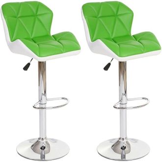 Hhg neuwertig] 2er-Set Barhocker 156, Barstuhl Tresenhocker, Kunstleder grün