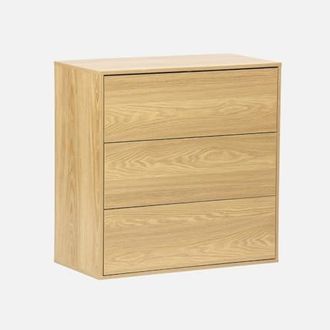 Sweeek Commode. Module de Rangement d&eacute;cor Bois ch&ecirc;ne 3 tiroirs - Kompo