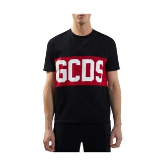 GCDS Gcds, Homme, Tops, Noir, Taille: 2XL Band Logo Regular T-shirt