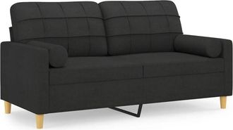 vidaXL 2-Sitzer-Sofa mit Zierkissen Schwarz 140 cm Stoff Vidaxl